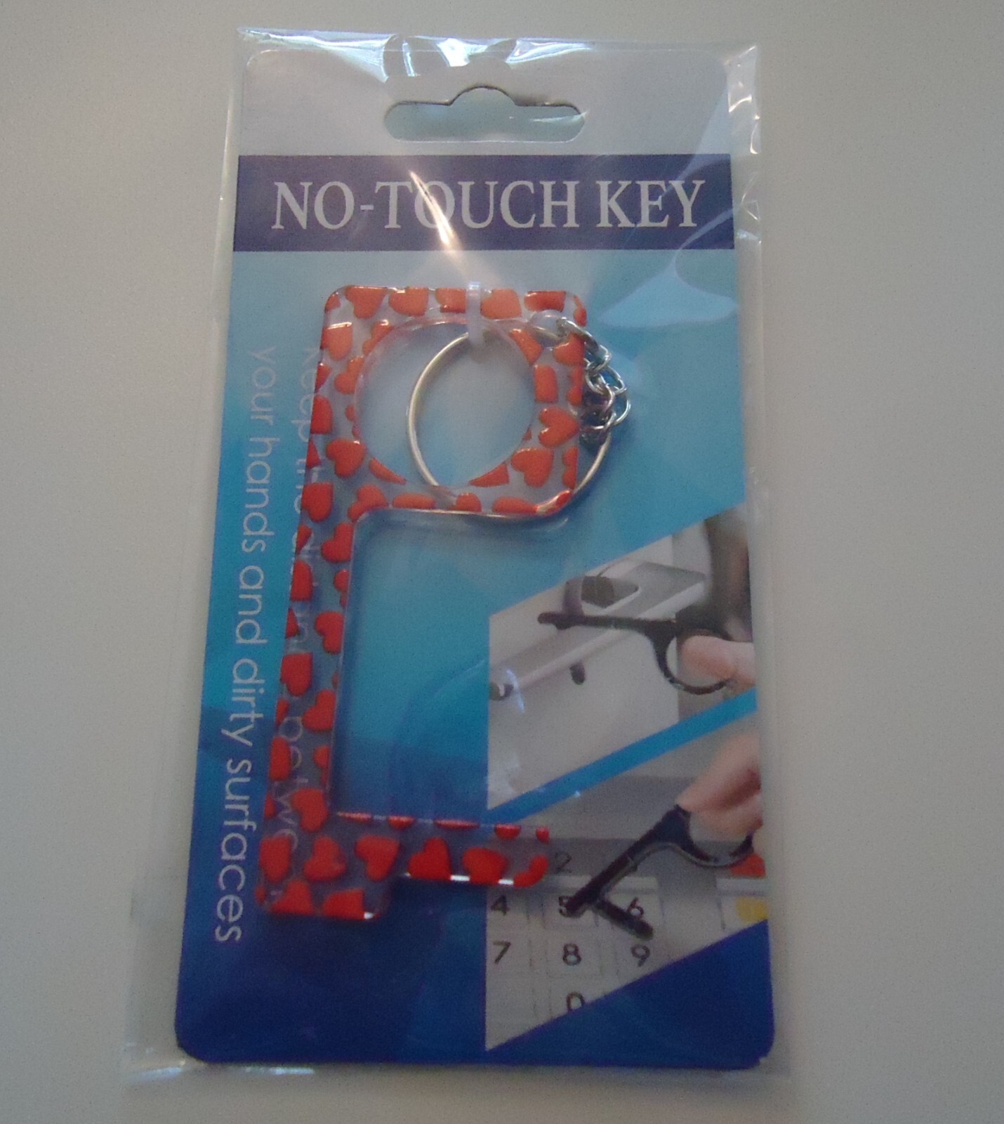 No Touch Key Chain Clear w/ Red Hearts- NEW | eBay