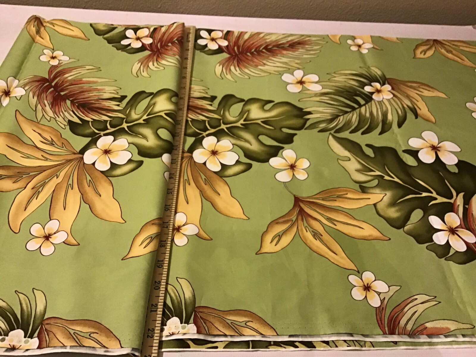 Trendtex Fabric Plumeria Tropical Hawaiian Print 2007 Approx 2.5 yards ...