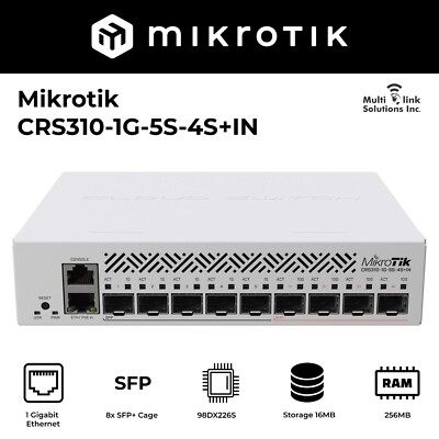 Mikrotik CRS310-1G-5S-4S+IN 10Gigabit Switch 1G port 5 x SFP ports 4 x ...