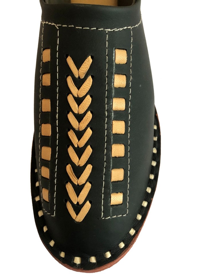 Mens Genuine Black Leather Ethnic Mules Clogs Shoes Handmade Indian ...