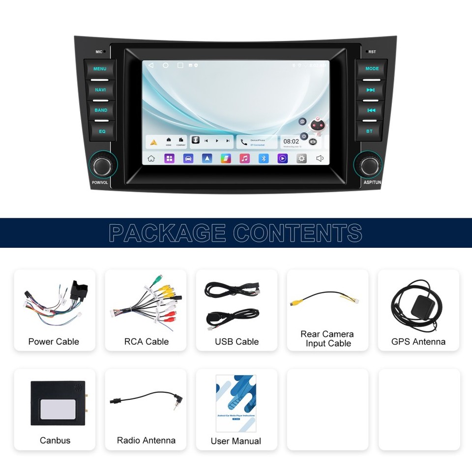 For Mercedes-Benz W211 W219 E350 E550 Android 15 2+64GB Carplay Radio ...