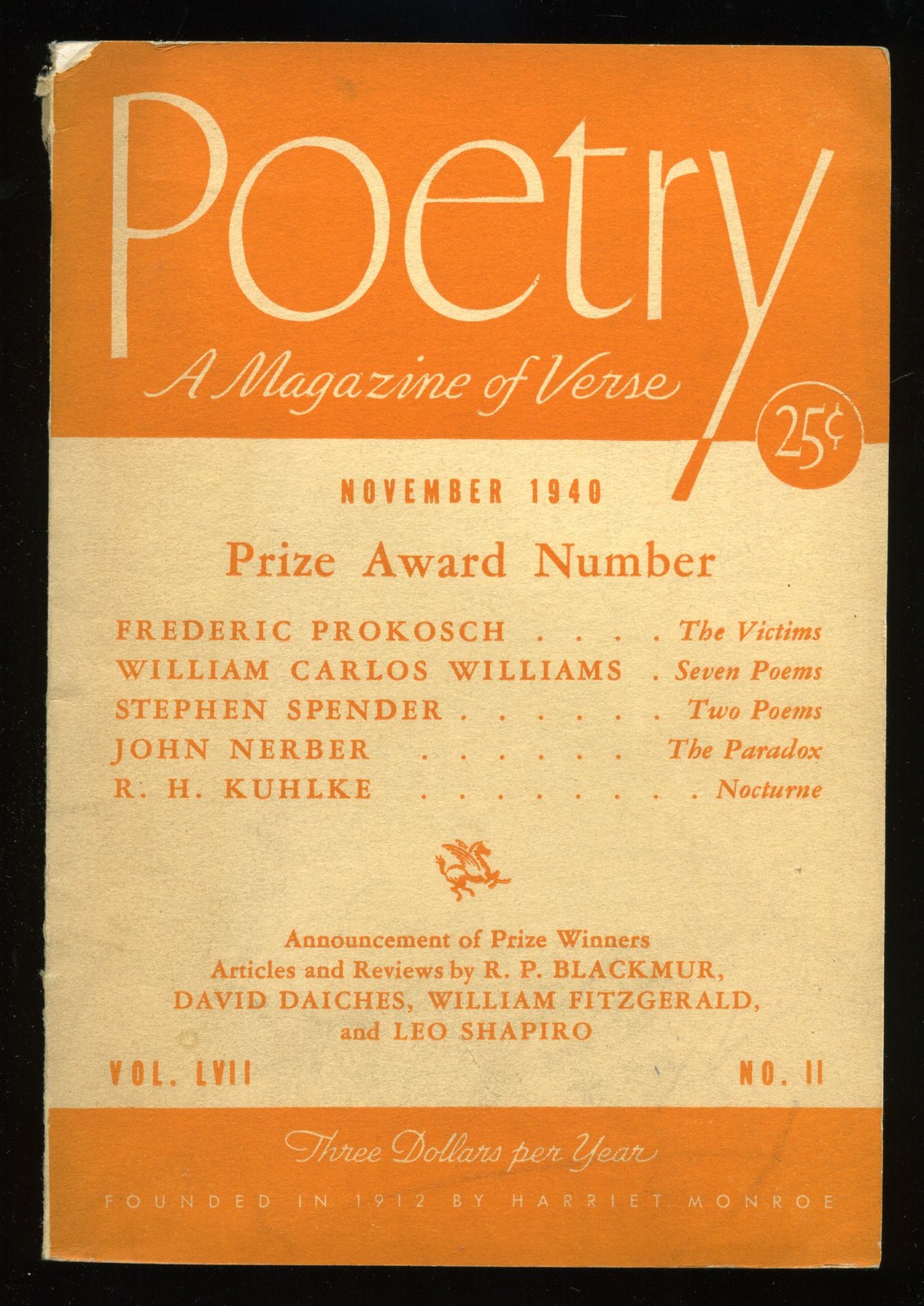 Frederic PROKOSCH / Poetry A Magazine of Verse November 1940 | eBay
