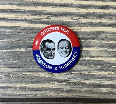 Vintage 1 3/8” Citizens For Johnson & Humphrey Reproduction Pin X | eBay