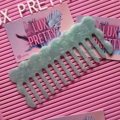 Hair Wide Tooth Comb Acetate Iced Blue Mix Wave | eBay