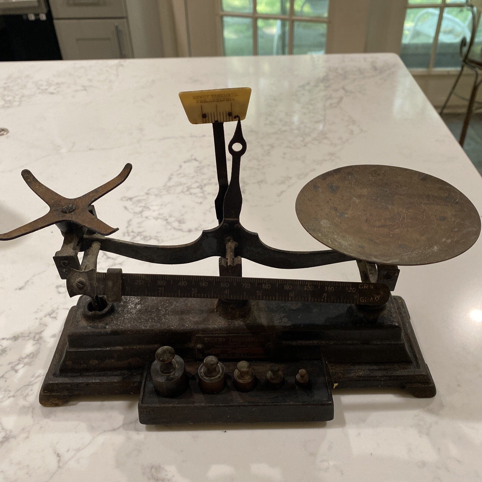 Antique Cast Iron Henry Troemner Apothecary Balance Scale With Brass ...