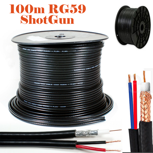 100m Shotgun RG59 Coaxial Cable CCTV Lead Security Camera - Power ...