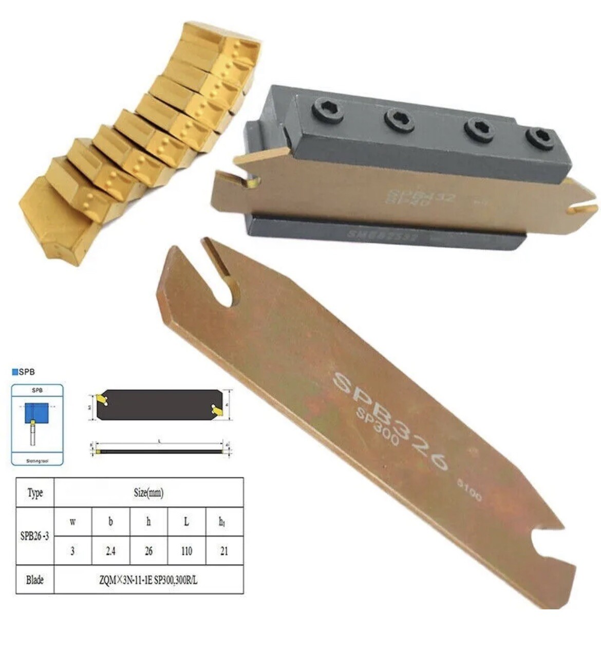 10 Pcs GTN-3 SP300 Insert Lathe Cut Off Grooving Parting Tool Holder ...