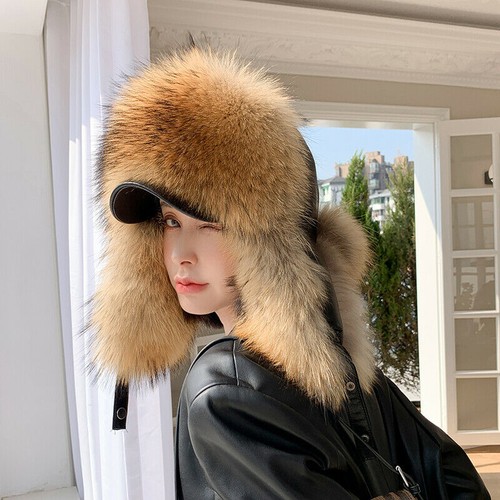 New Women Winter Russian Ushanka Real Fur Hats Sheepskin Top Warm Ski ...