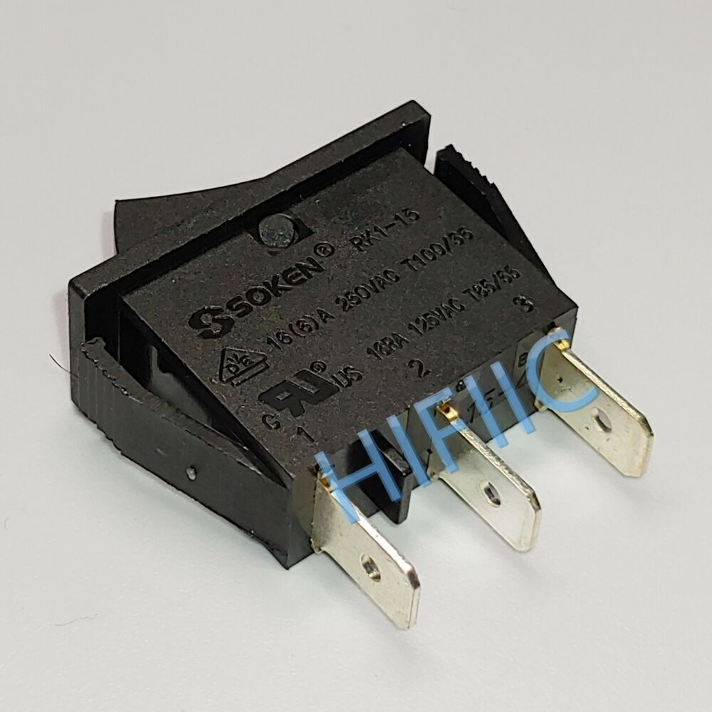 SOKEN RK1-15 Rocker Switch 16A 125/250VAC T100/55 3 Pins 2 Positions ...