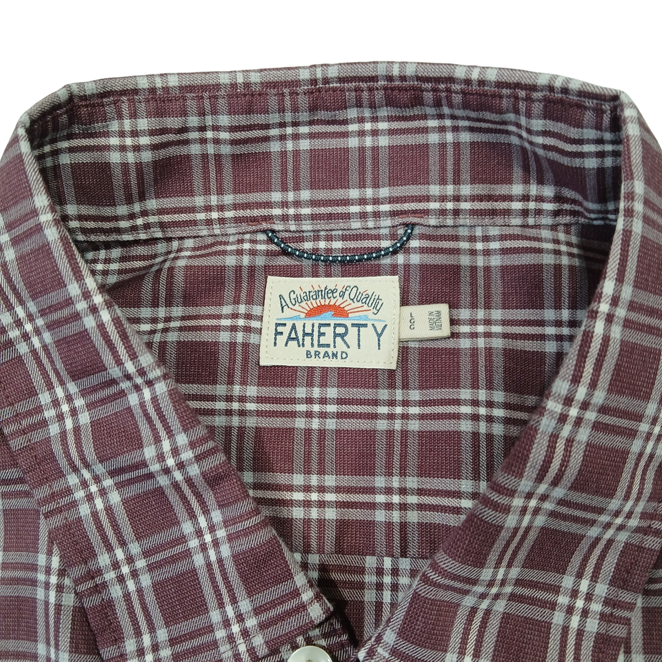Faherty Brand Movement Shirt Mens Large Plaid Button Down Stretch ...