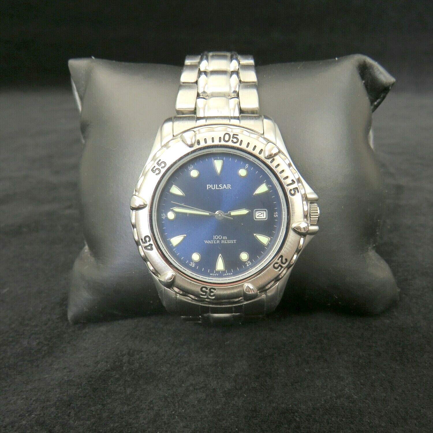 Pulsar Men's Watch Blue Dial Stainless Steel Rotating Bezel VX32-X136 ...