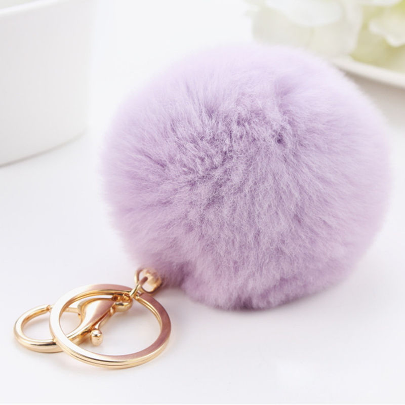 Pom Keyring Fluffy Charm Fur Keychain Bag Key Soft Pompom Pendant Ring ...