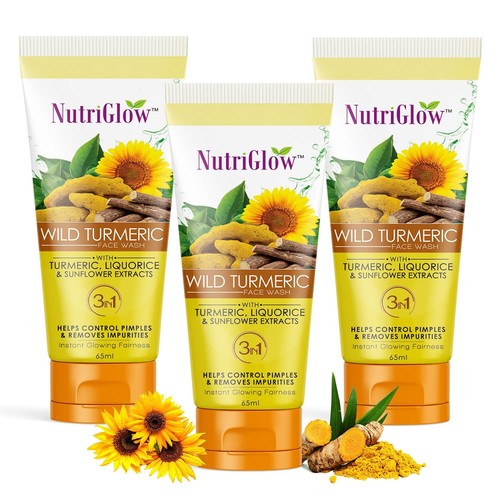 NutriGlow Wild Turmeric Natural Face Wash Women Glowing Skin 65ml(Pack ...