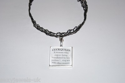'CUCKQUEAN' Definition Black PVC Choker Necklace Jewellery Submissive ...