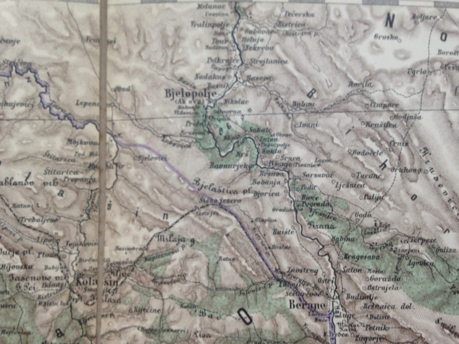 SCUTARI ALBANIA 1878 by Anonymous DETAILED ANTIQUE MAP ON LINEN 19e ...