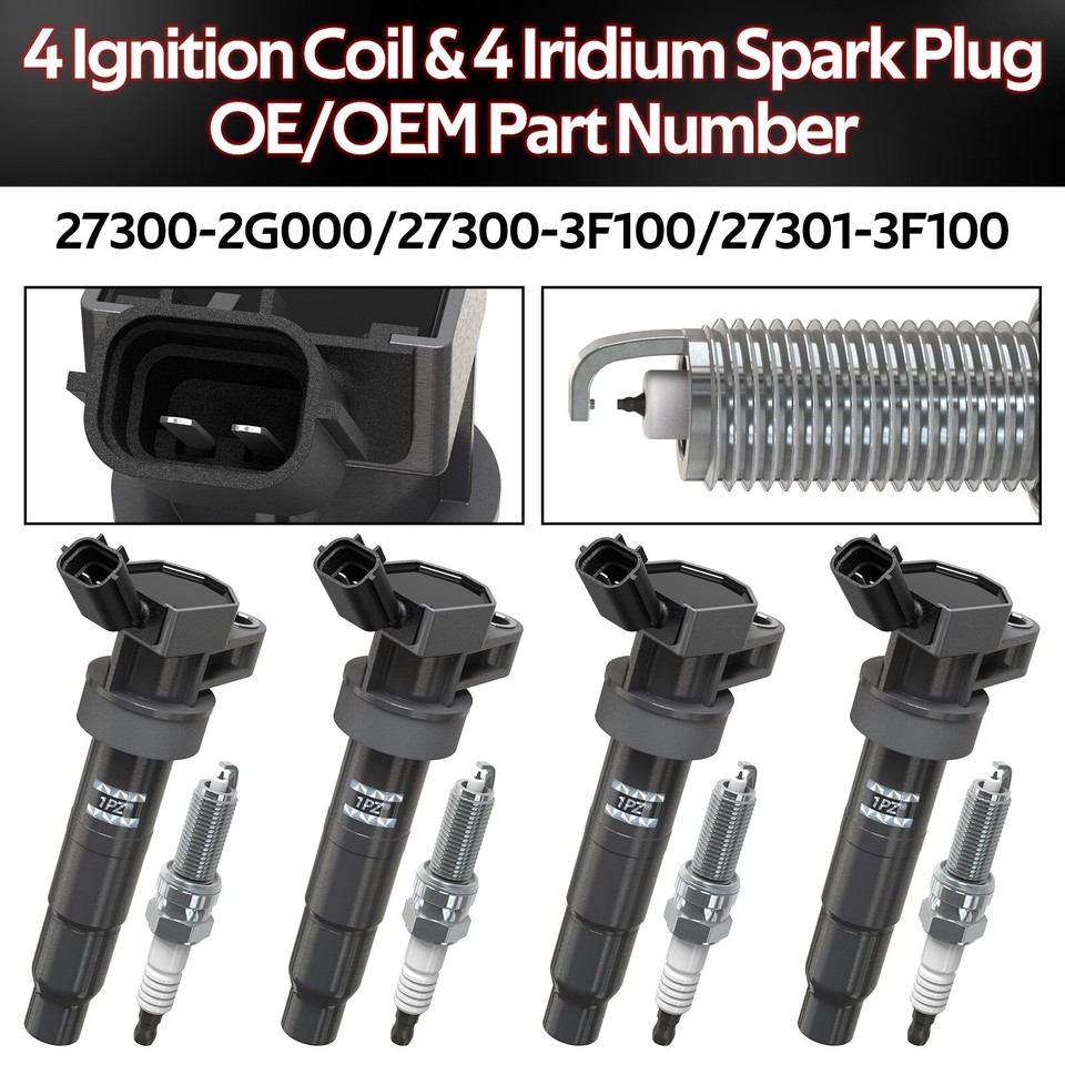 4pcs Ignition Coil Set For 27300-2G000 Kia Forte Optima Sorento ...