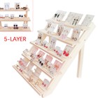 New 5-Tier Solid Wooden Jewelry Display Rack Earring Card Display ...