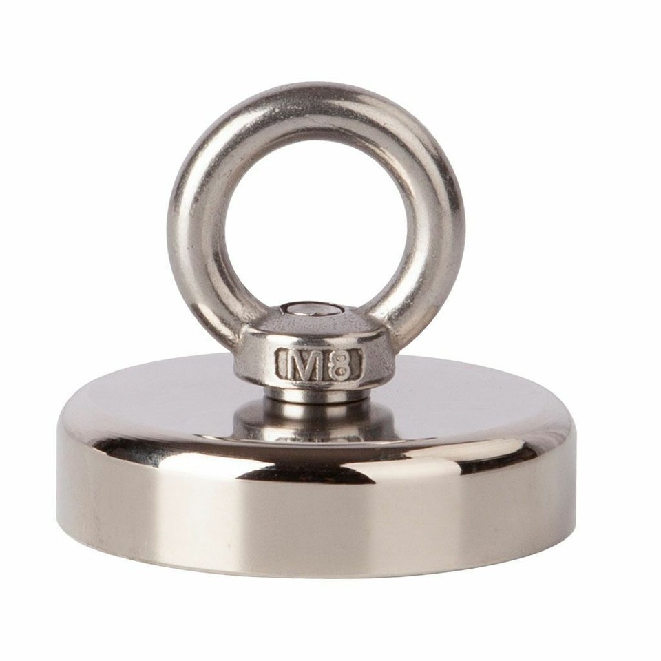 400LBS Neodymium Fishing Magnet Pulling Force Super Strong Round Rare ...