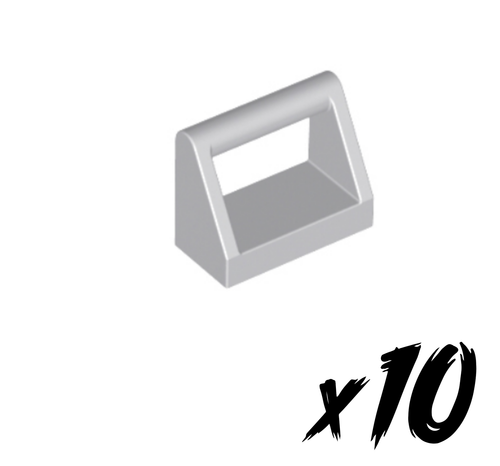 10x LEGO 2432 • 1x2 Fliese • tile modified • hellgrau • Light Bluish ...