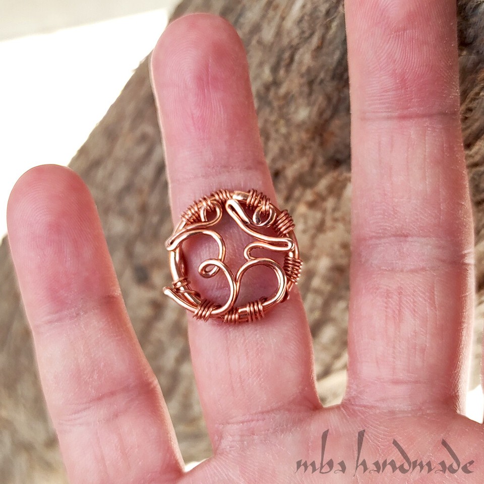 OM AUM ॐ Ring Pure Copper Any Size Handmade Unique Jewelry - Spiritual ...