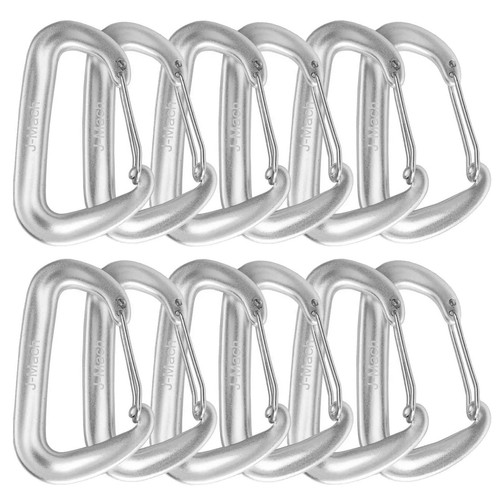 12 PCS Aluminum Carabiner D Shape Clip Snap Key Hook Keychain Hiking ...