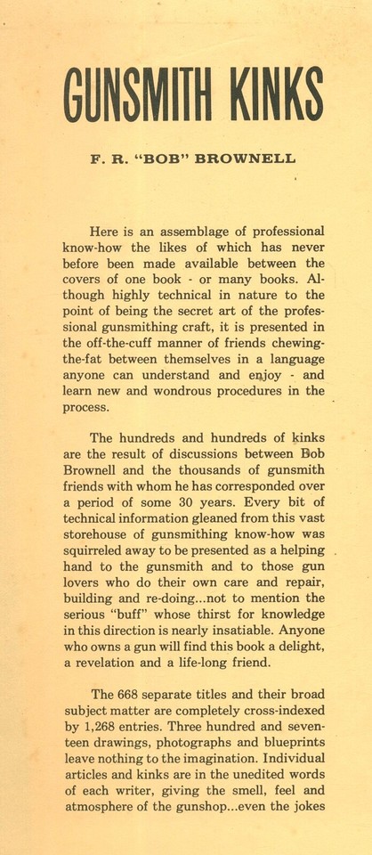 Bob Brownell's Gunsmith Kinks - Firearms Repair Maintenance Vol 1 HC ...