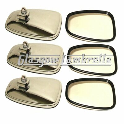 Lambretta Vespa Set of 6 x CHROME STADIUM STYLE RECTANGULAR SCOOTER ...