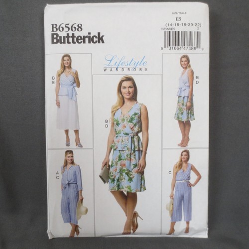 Butterick Sewing Pattern B6568 Misses Top Sash Jumpsuit Skirt Size 14 ...