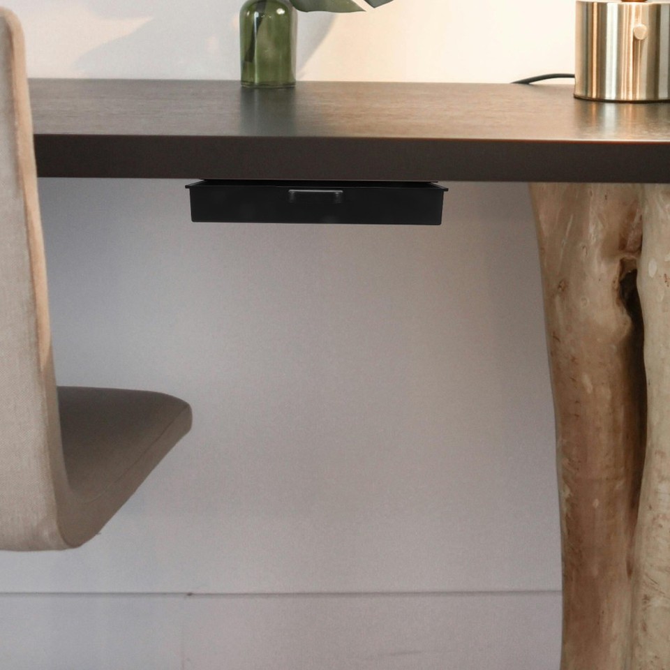 under Table Storage Box Hidden Desktop Organizer Slide Out Drawers | eBay