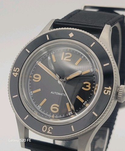 Mens 40mm '50 Fathoms' Black Divers Watch Seiko TMI NH35 Automatic Movt ...