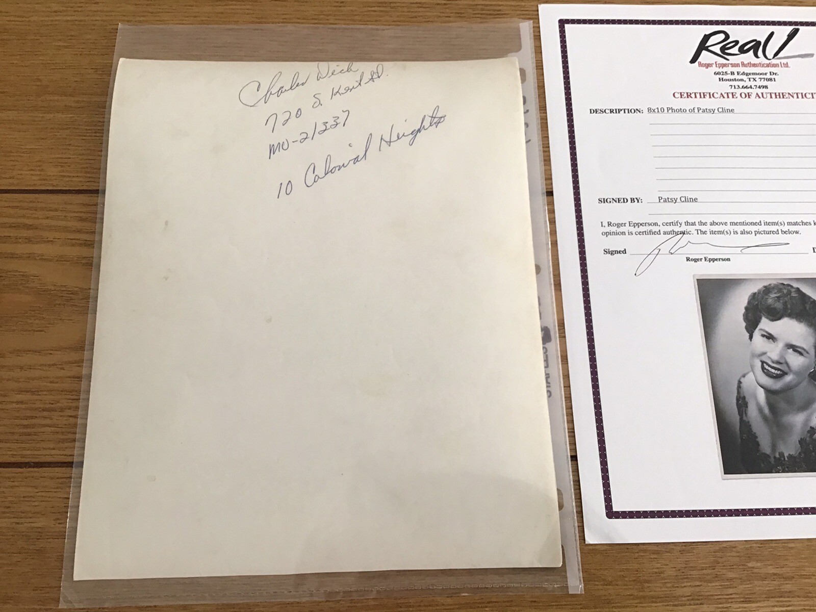 Patsy Cline Signed & Inscribed Photo Cut Auto REAL LOA Roger Epperson ...