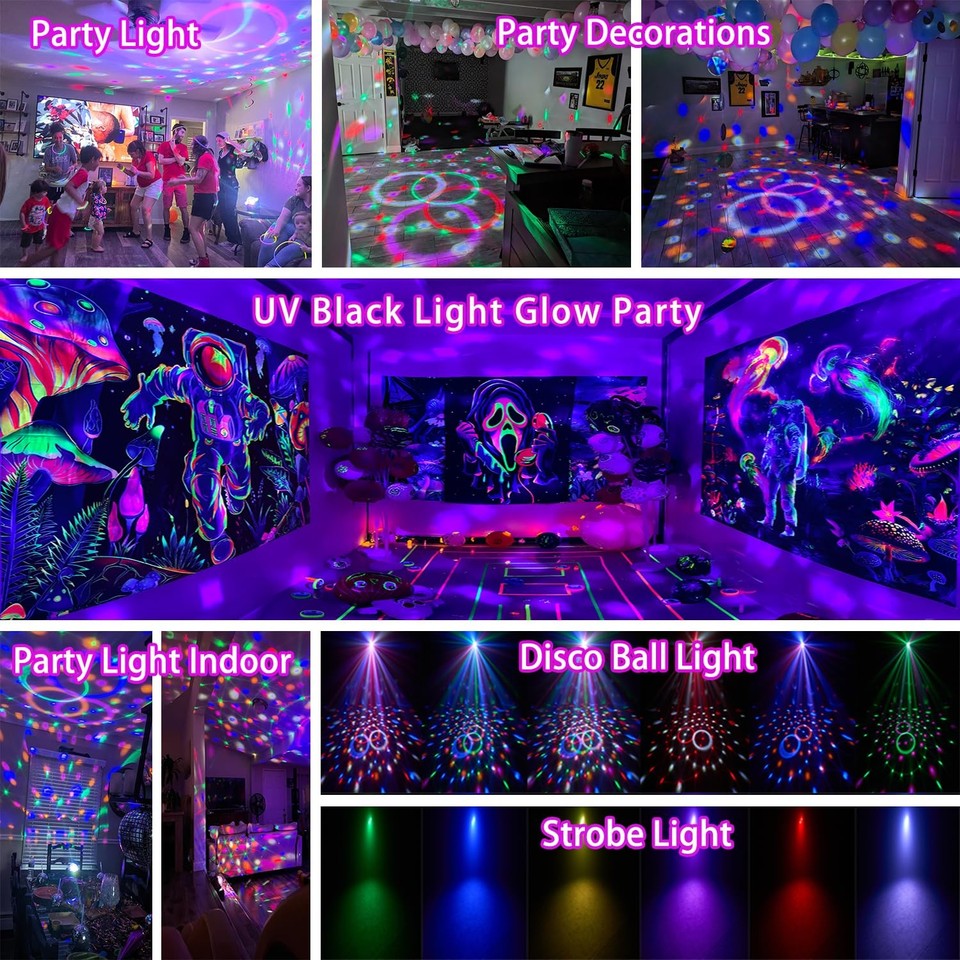 Party Lights Disco Light,Dj Disco Light Sound Activated Light 6 Colors ...