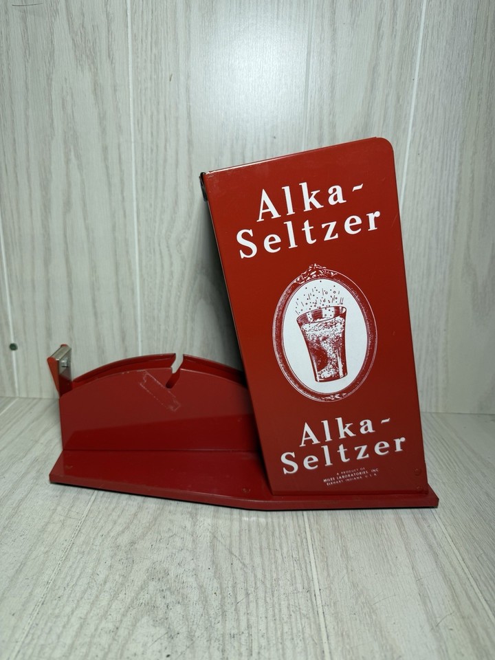 ** VINTAGE ALKA-SELTZER ADVERTISING DISPLAY TIN SIGN TAPE DISPENSER ...