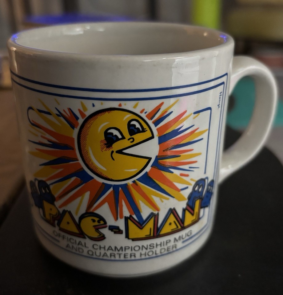 RARE VINTAGE 1980 PAC MAN Championship Mug & Quarter Holder Grindley ...