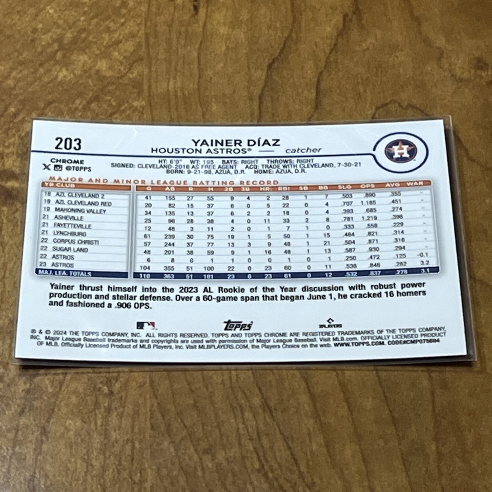 2024 Topps Chrome Yanier Diaz X-Fractor #203 Houston Astros | eBay