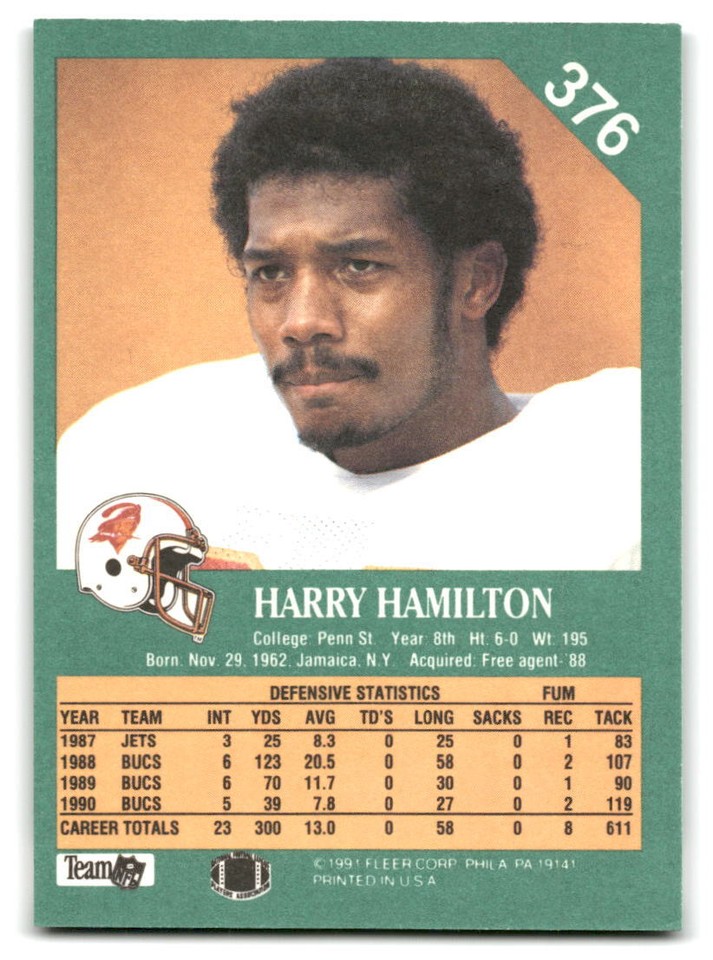 Harry Hamilton 1991 Fleer FOOTBALL #376 Tampa Bay Buccaneers | eBay