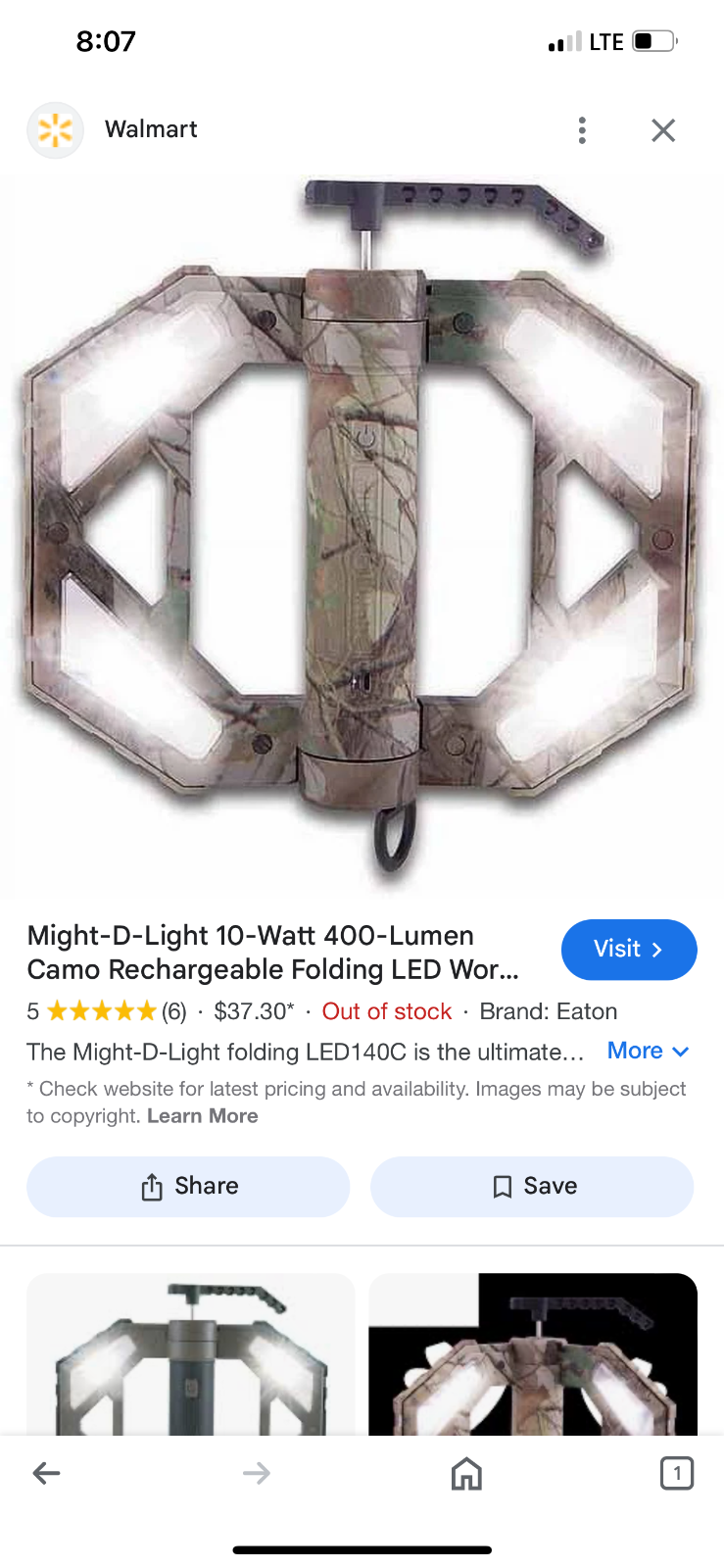 Might D Light MINI Compact Folding LED Work Light 8.25"x7" 210 Lumens ...