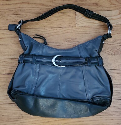 Clarks Black Gray Purse Hand Bag Shoulder Zip Pockets | eBay