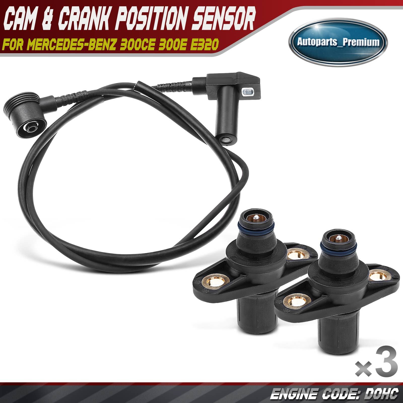 2x Camshaft & 1x Crankshaft Position Sensor for Mercedes-Benz 300CE ...