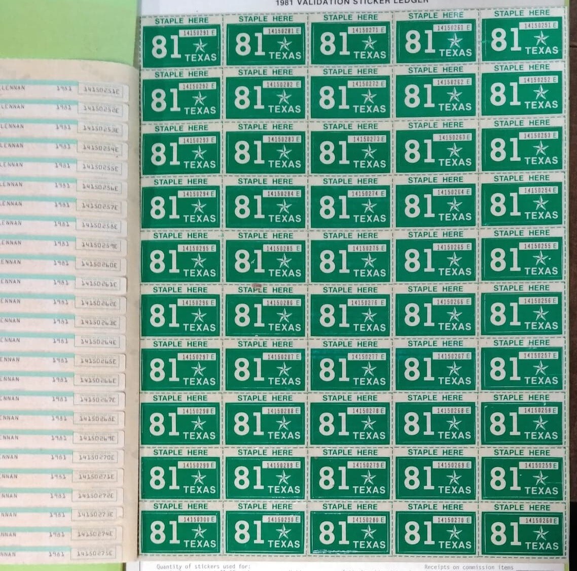 Texas expired 1981 License Plate Registration Stickers/Auto Tag Decals ...