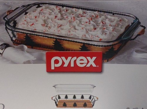 Pyrex Serveware 2 Pc 9x13 Holiday Basket Serving Set Christmas Tree ...