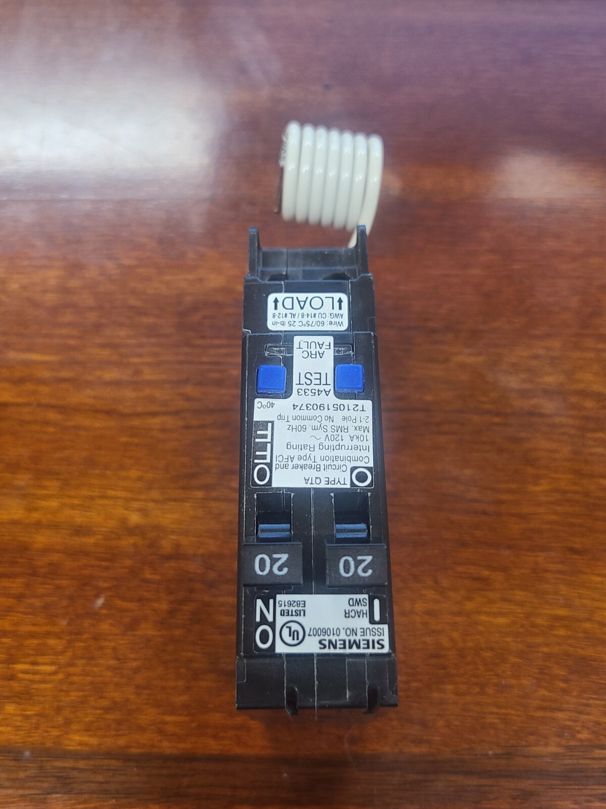 SIEMENS Q2020AFC 20A 1-POLE TANDEM AFCI CIRCUIT BREAKER (with pigtail ...