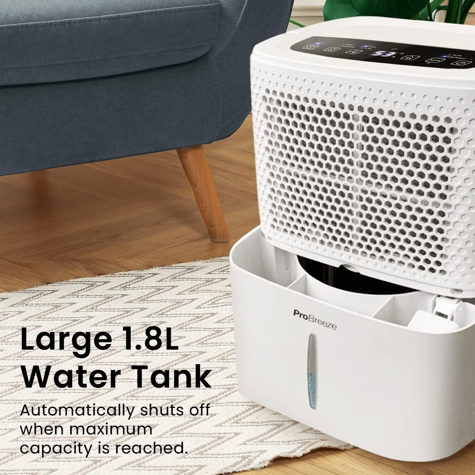 Pro Breeze 12L Day Dehumidifier for Home - Digital Display - Continuous ...