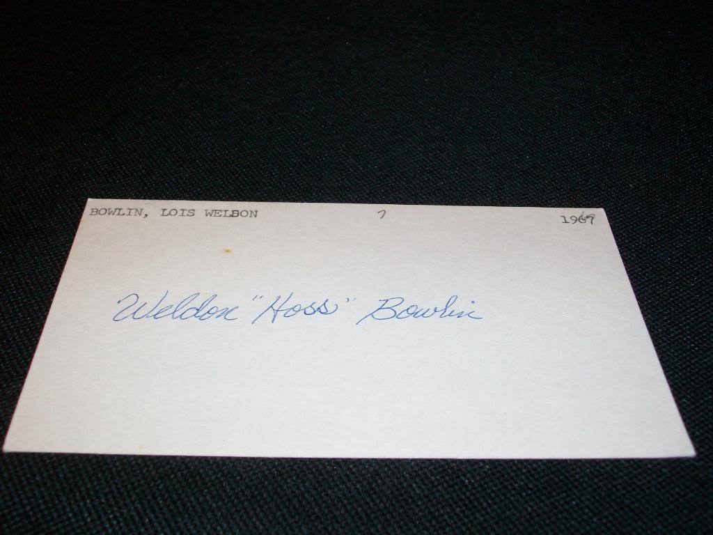 Kansas City A's Weldon Hoss Bowlin Auto Signed Vintage 3x5 Index Card ...