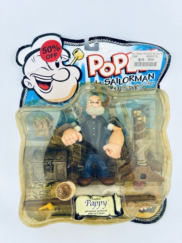 Vintage Popeye Sailorman Poopdeck Pappy Mezco Action Figure 2001 - Read ...