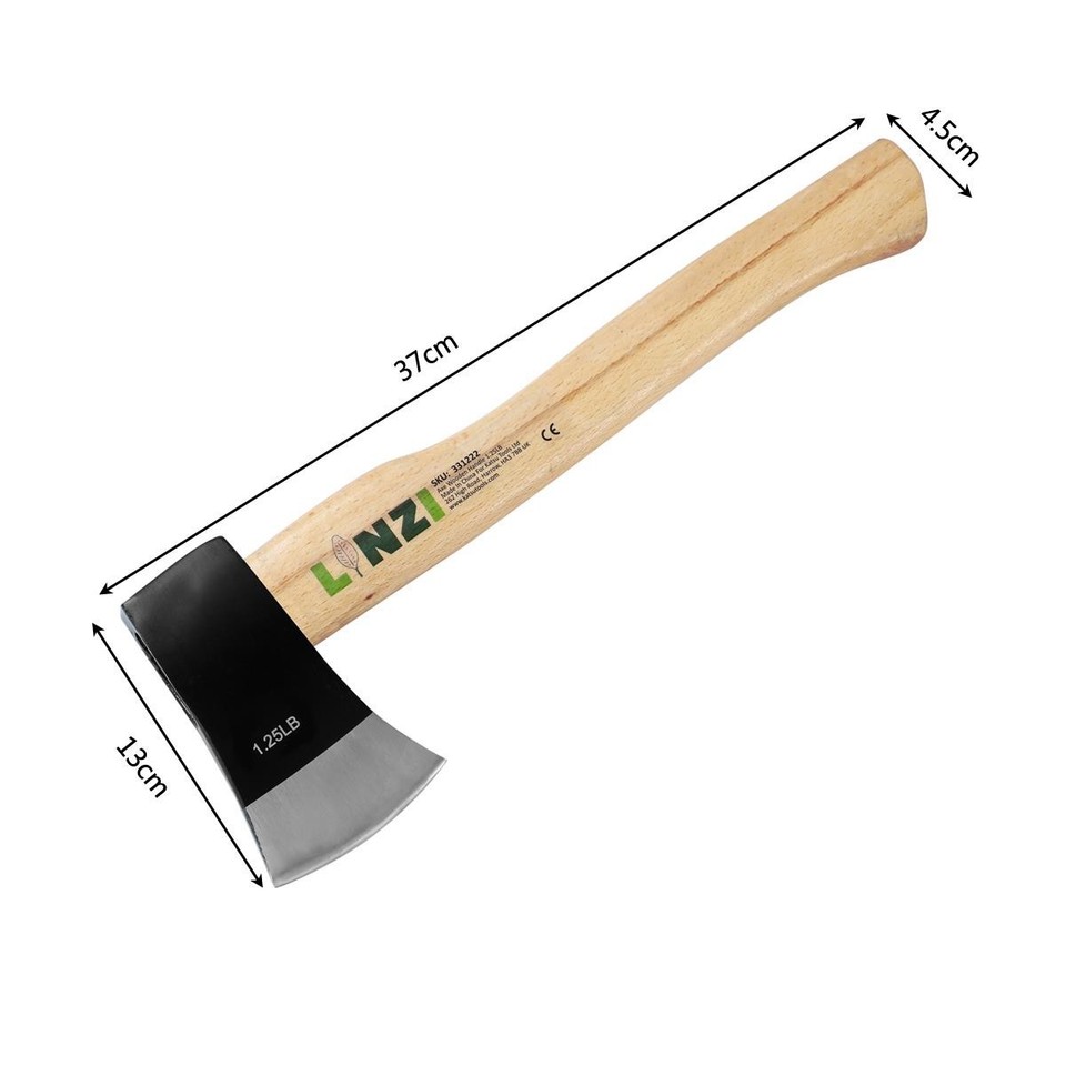 LINZI 1.25lb Wood Chopping Axe - Carbon Steel Blade, Polished Edge ...