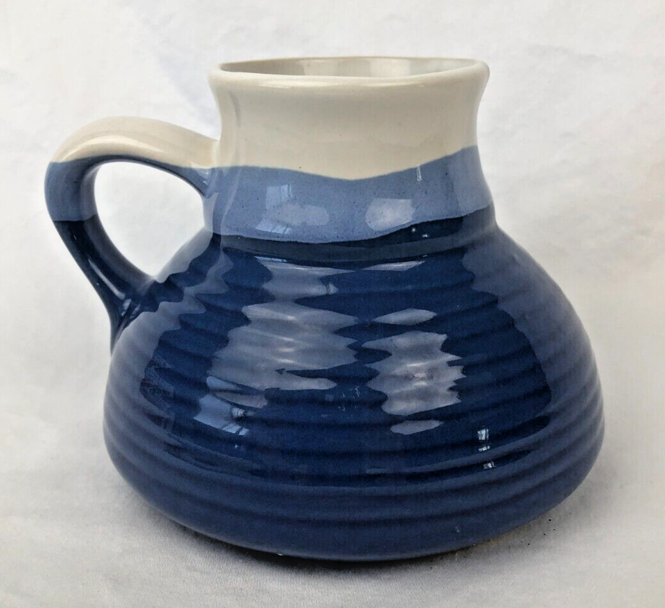 Blue No Spill Wide Base Coffee Mug, Stoneware, Handmade | eBay