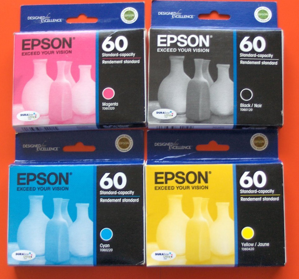 4 of Set Sealed Genuine Epson 60 Ink TO60120 T0601 TO602 TO603 TO604 ...