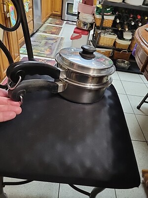 SALADMASTER 3 PC 18/8 Stainless 2 Qt SAUCE PAN WITH STRAINER & VAPO LID ...