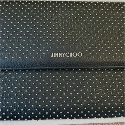 JIMMY CHOO Black Leather Clutch Bag with Silver Studded [EX] Limited ...